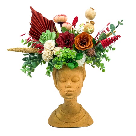 Vaza Printesa africana, crem, 24 cm cu aranjament floral compus din ...