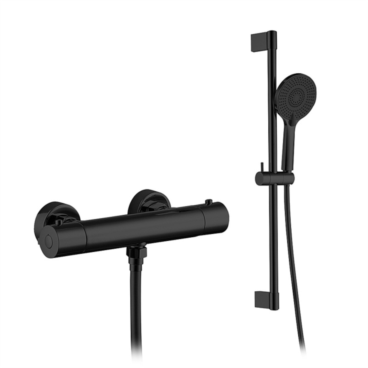 Sistem dus, Negru Mat, Termostat Vernet, dus mana cu 3 jeturi, bara ...