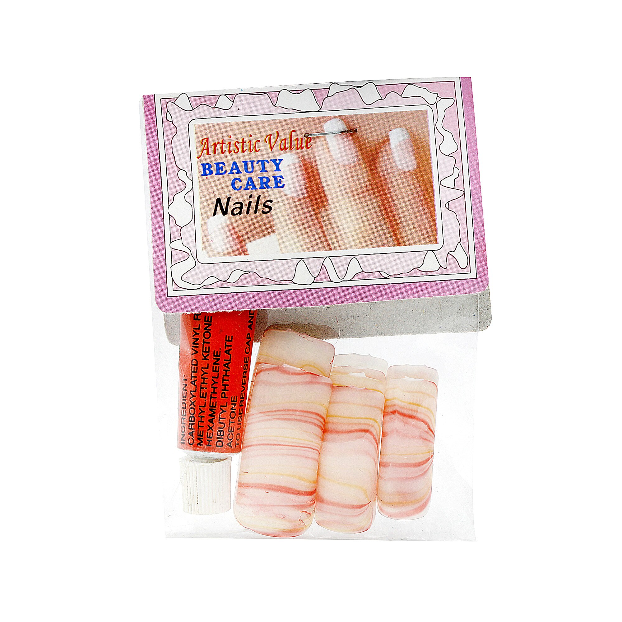 Set tips unghii false cu adeziv inclus, Global Fashion, 12 seturi ...