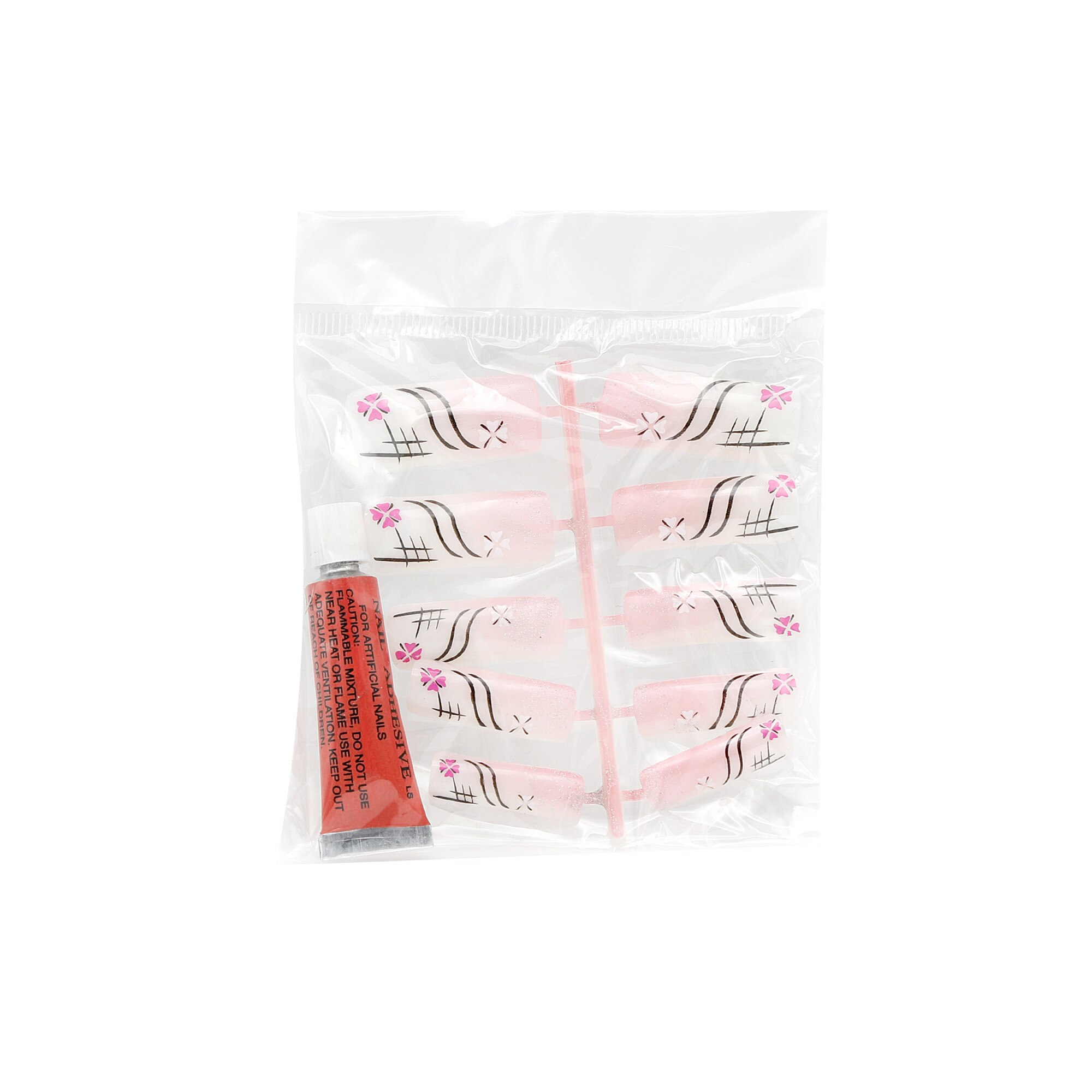 Set tips unghii false cu adeziv inclus, Global Fashion, 12 seturi ...