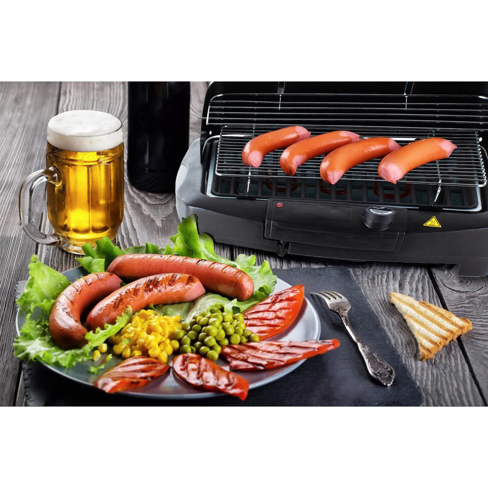 Gratar electric pentru gradina, Zola®, 2 in 1 cu plita, portabil, 2000 ...