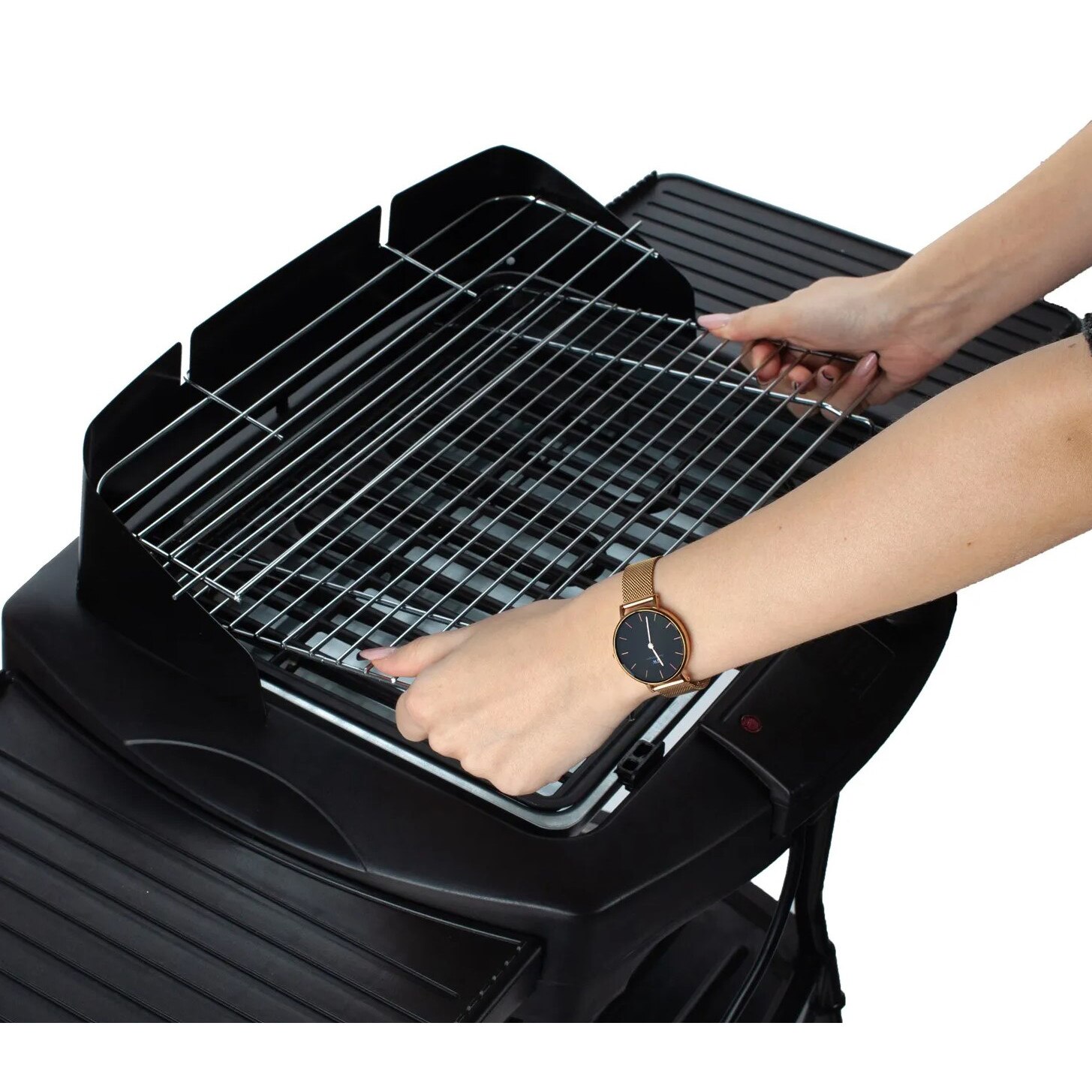 Gratar electric pentru gradina, Zola®, 2 in 1 cu plita, portabil, 2000 ...