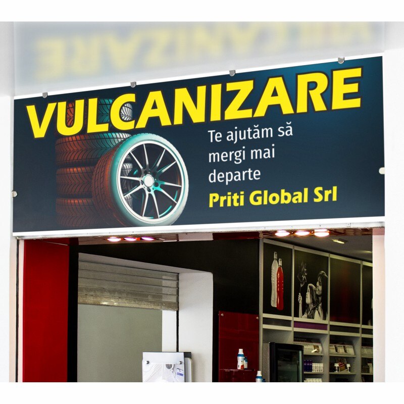 Banner personalizat premium, Vulcanizare, auto, Priti Global, tiv si capse, 38x65 cm - eMAG.ro