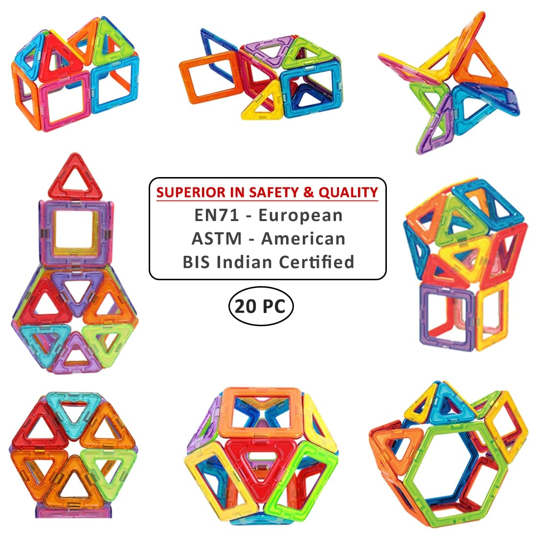 Joc STEM de constructie Mag Blocks, cu 20 piese magnetice - eMAG.ro