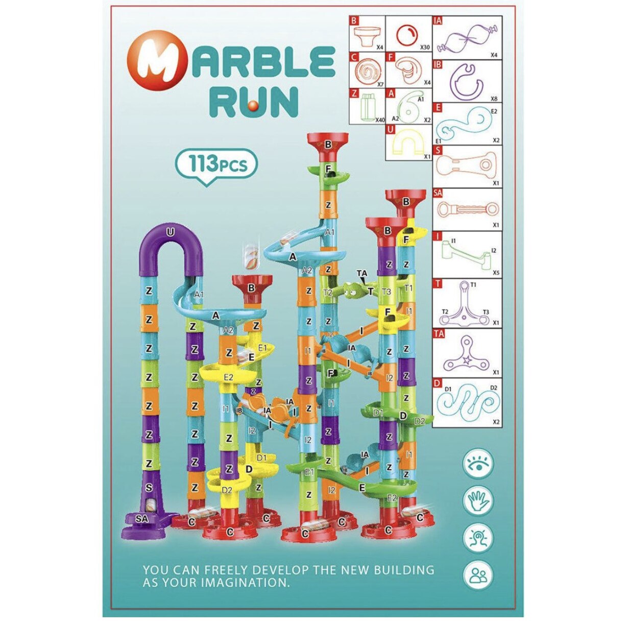 Joc STEM labirint Circuit cu bile Marble Run, 113 piese - eMAG.ro
