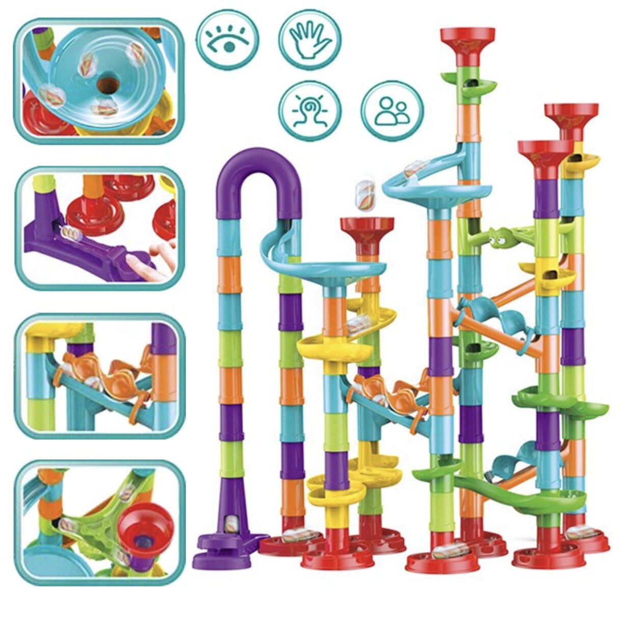 Joc STEM labirint Circuit cu bile Marble Run, 113 piese - eMAG.ro