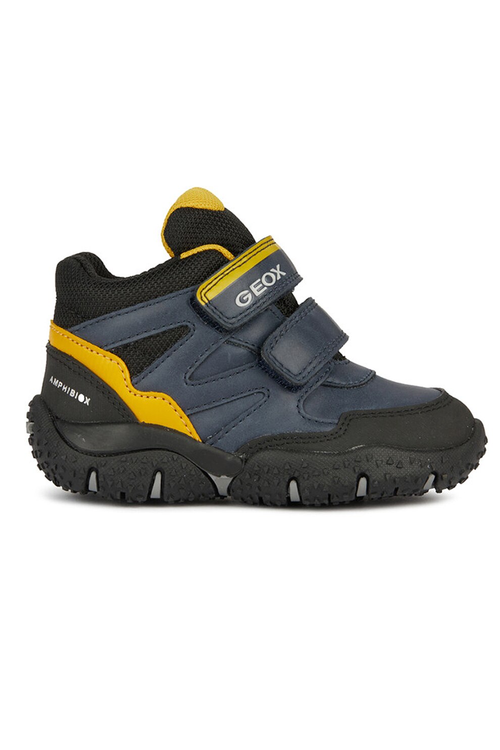 Geox, Pantofi sport mid-high cu inchidere velcro, Galben, Albastru ...