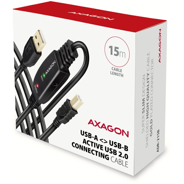 Cablu AXAGON ADR-215B, prelungitor 15m, activ, USB-A, USB-B, negru - eMAG.ro