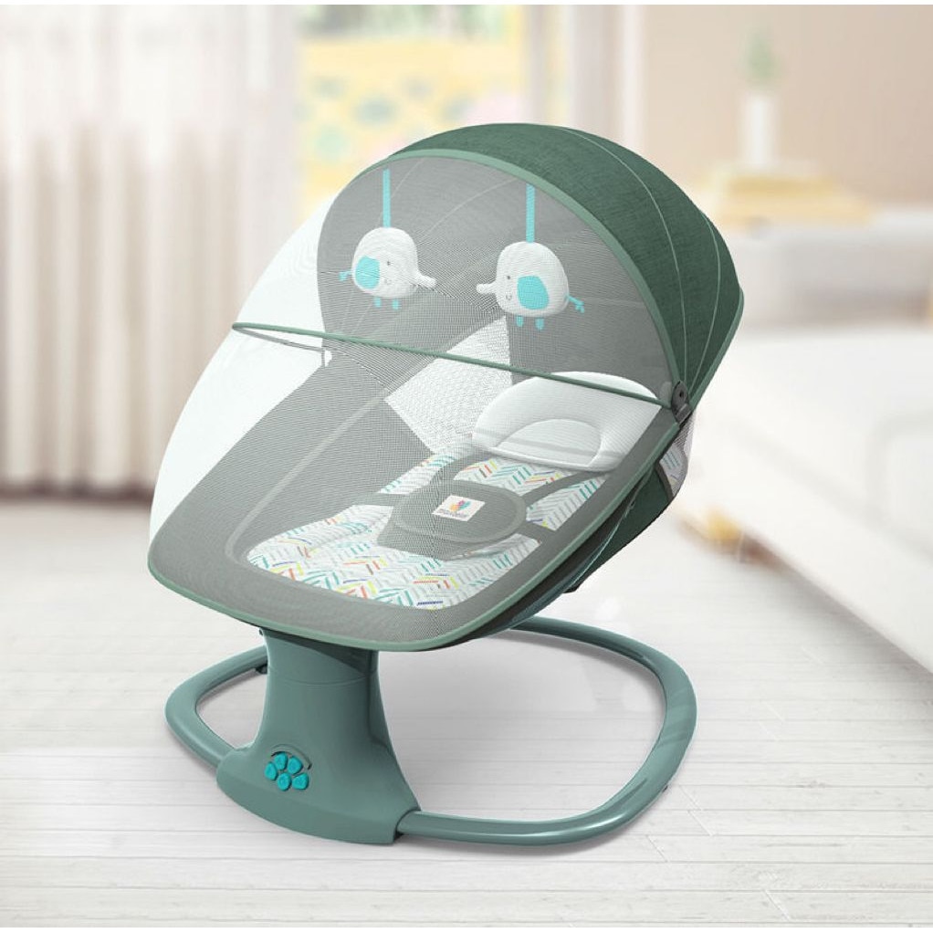 Balansoar electric 3 in 1, cu bluetooth, telecomanda, Mastela, verde ...