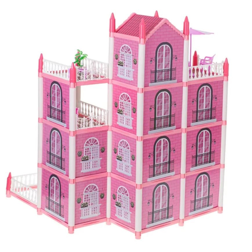 Casuta pentru Papusi DreamVilla KinderVibe™, cu 4 Etaje, 11 Camere, 4 ...