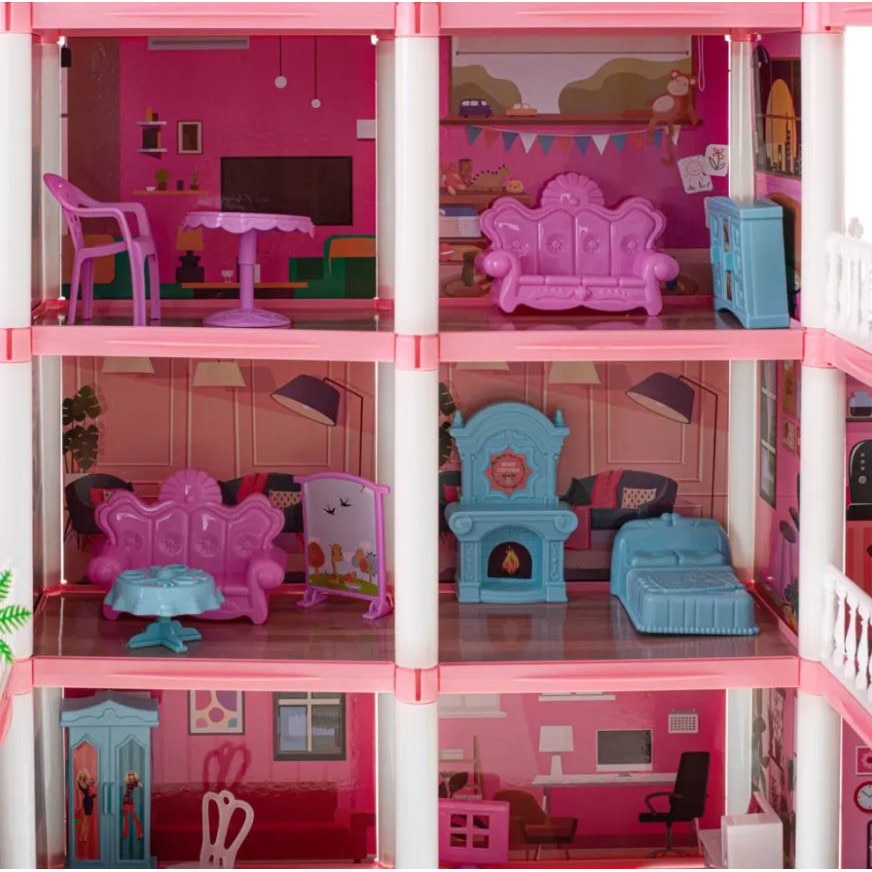 Casuta pentru Papusi DreamVilla KinderVibe™, cu 4 Etaje, 11 Camere, 4 ...