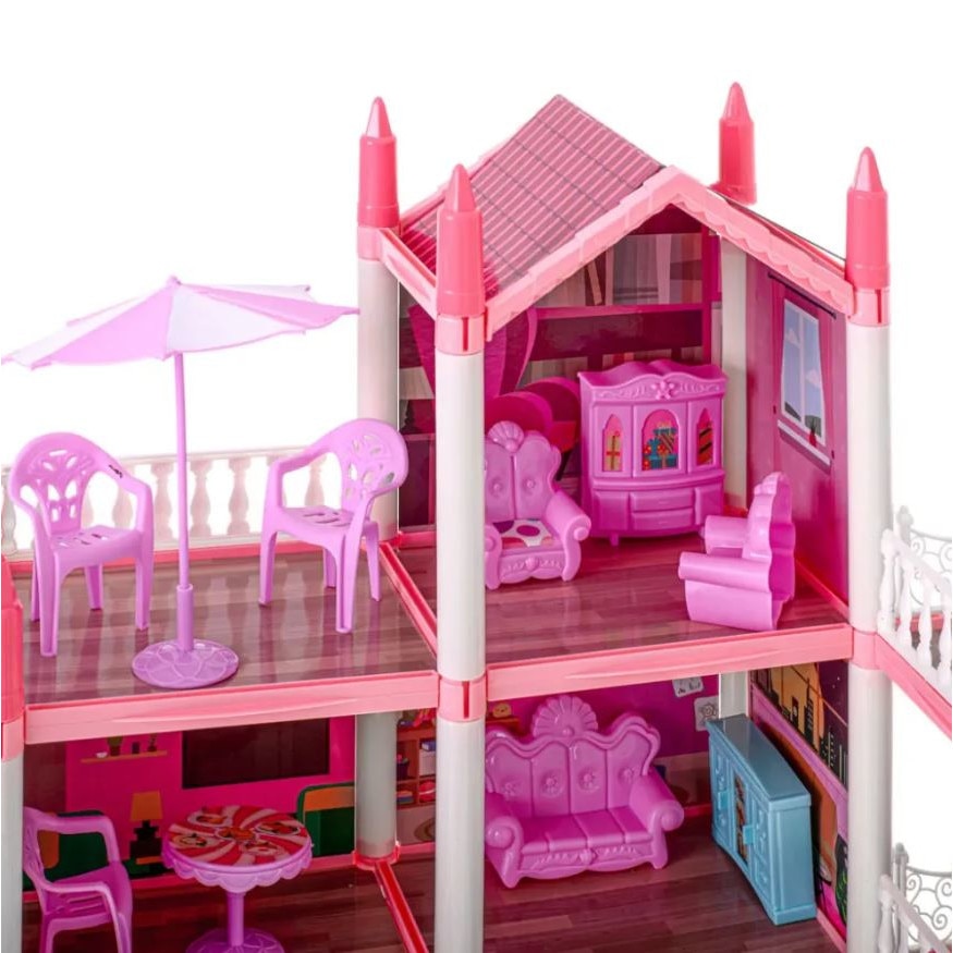 Casuta pentru Papusi DreamVilla KinderVibe™, cu 4 Etaje, 11 Camere, 4 ...
