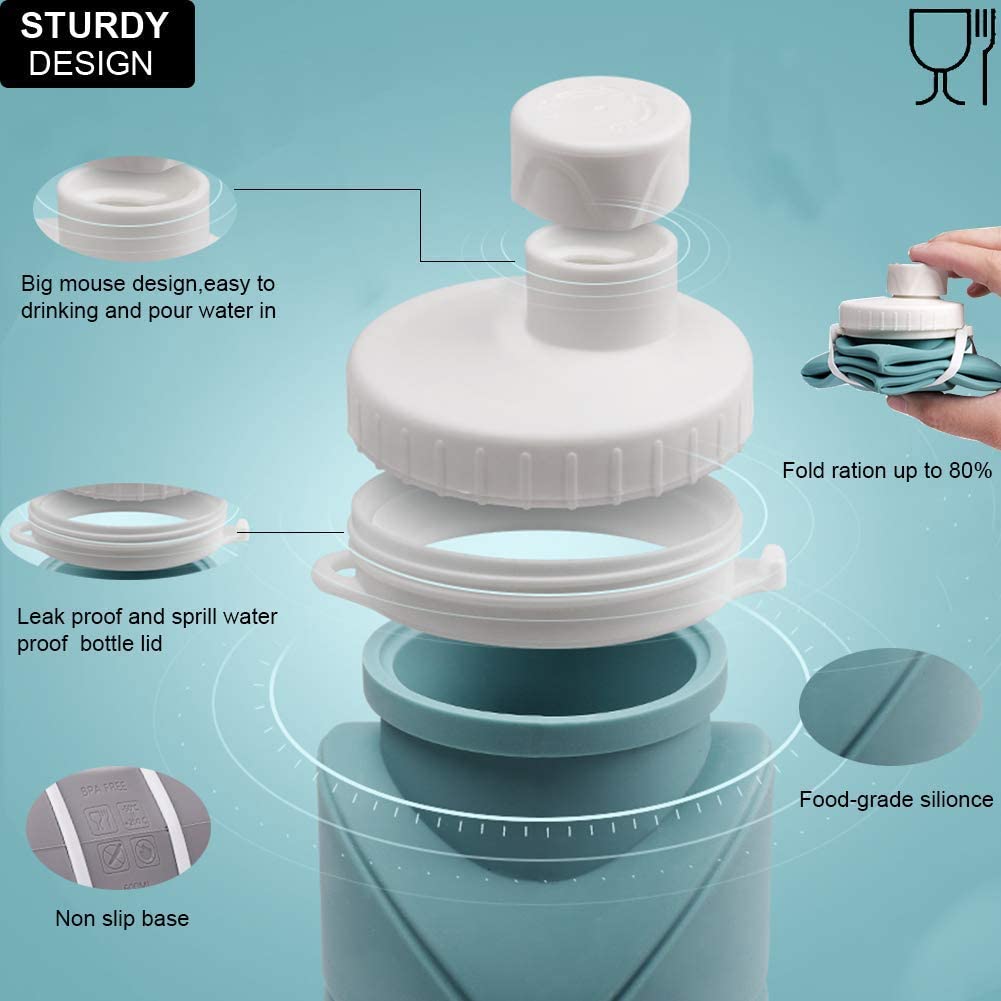 Sticle de apa pliabila, Silicon, Verde/Alb, 600ml - eMAG.ro