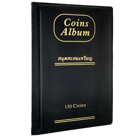Album monede, 150 buzunare, 165x245x10 mm, Negru - eMAG.ro