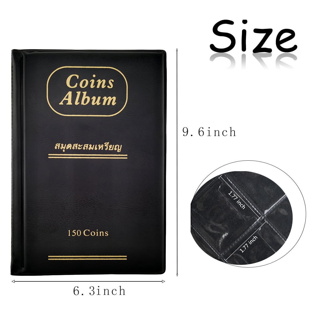 Album monede, 150 buzunare, 165x245x10 mm, Negru - eMAG.ro