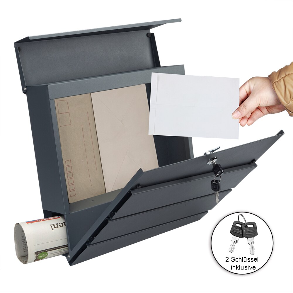 Пощенска кутия модерен дизайн неръждаема стомана 2 ключа защитно капаче устойчива на