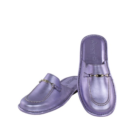 Papuci de casa pentru dama, Castor Anatomic, Piele naturala, Mov, 40 ...