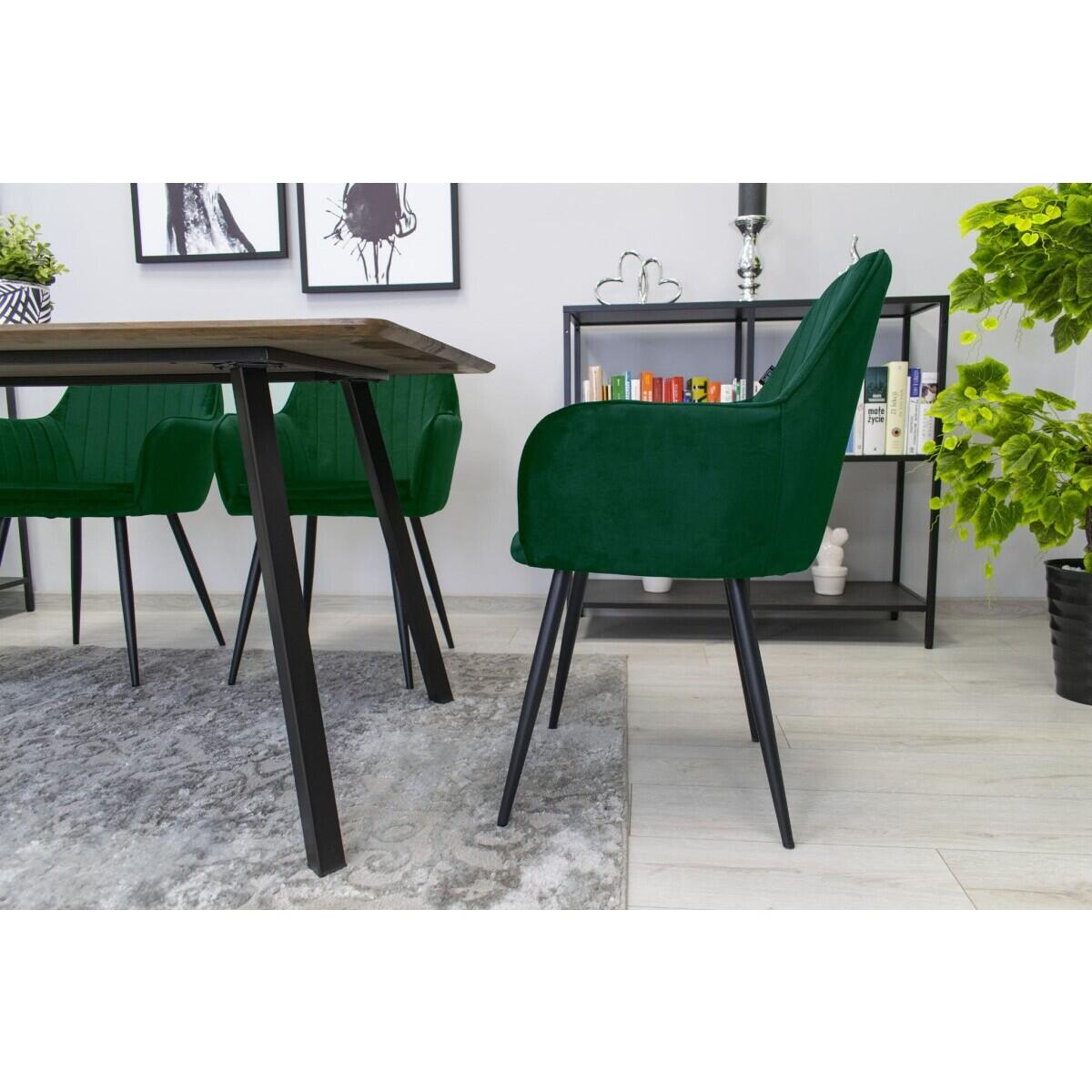 Scaun bucatarie/living, Artool, Lugo, catifea, metal, verde si negru ...