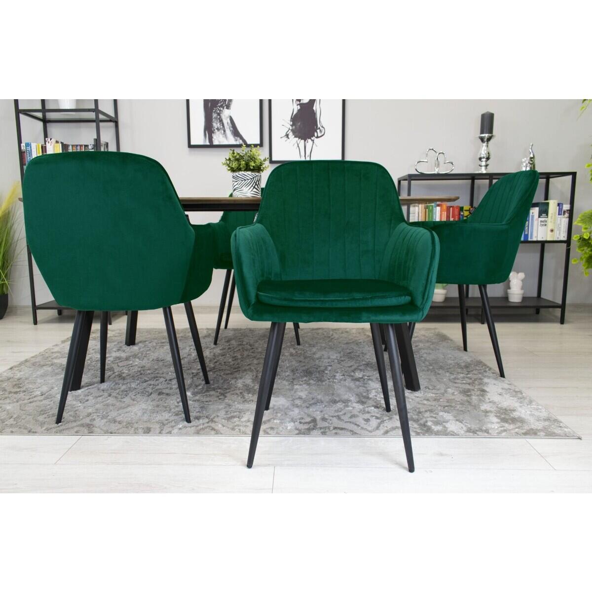 Scaun bucatarie/living, Artool, Lugo, catifea, metal, verde si negru ...