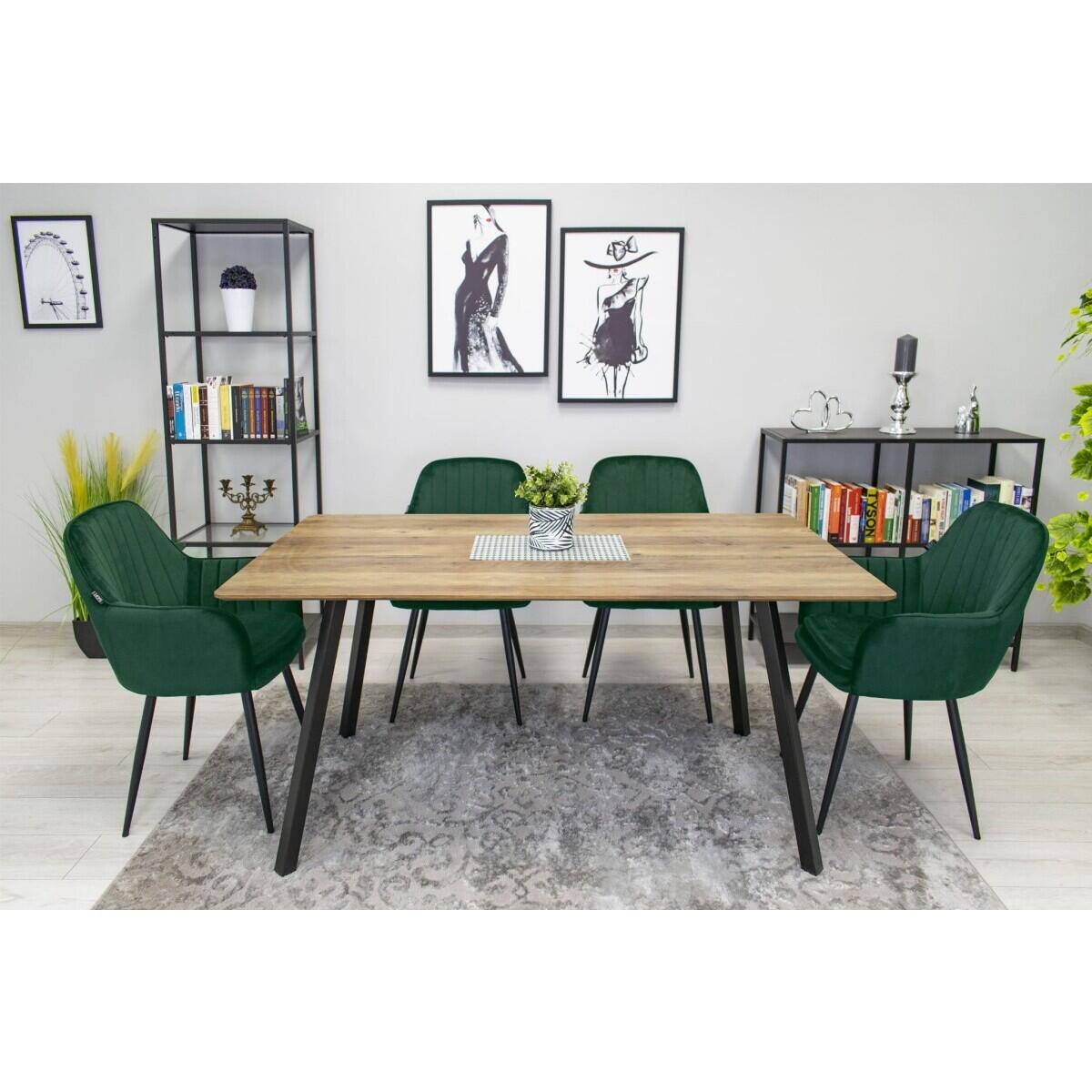 Scaun bucatarie/living, Artool, Lugo, catifea, metal, verde si negru ...