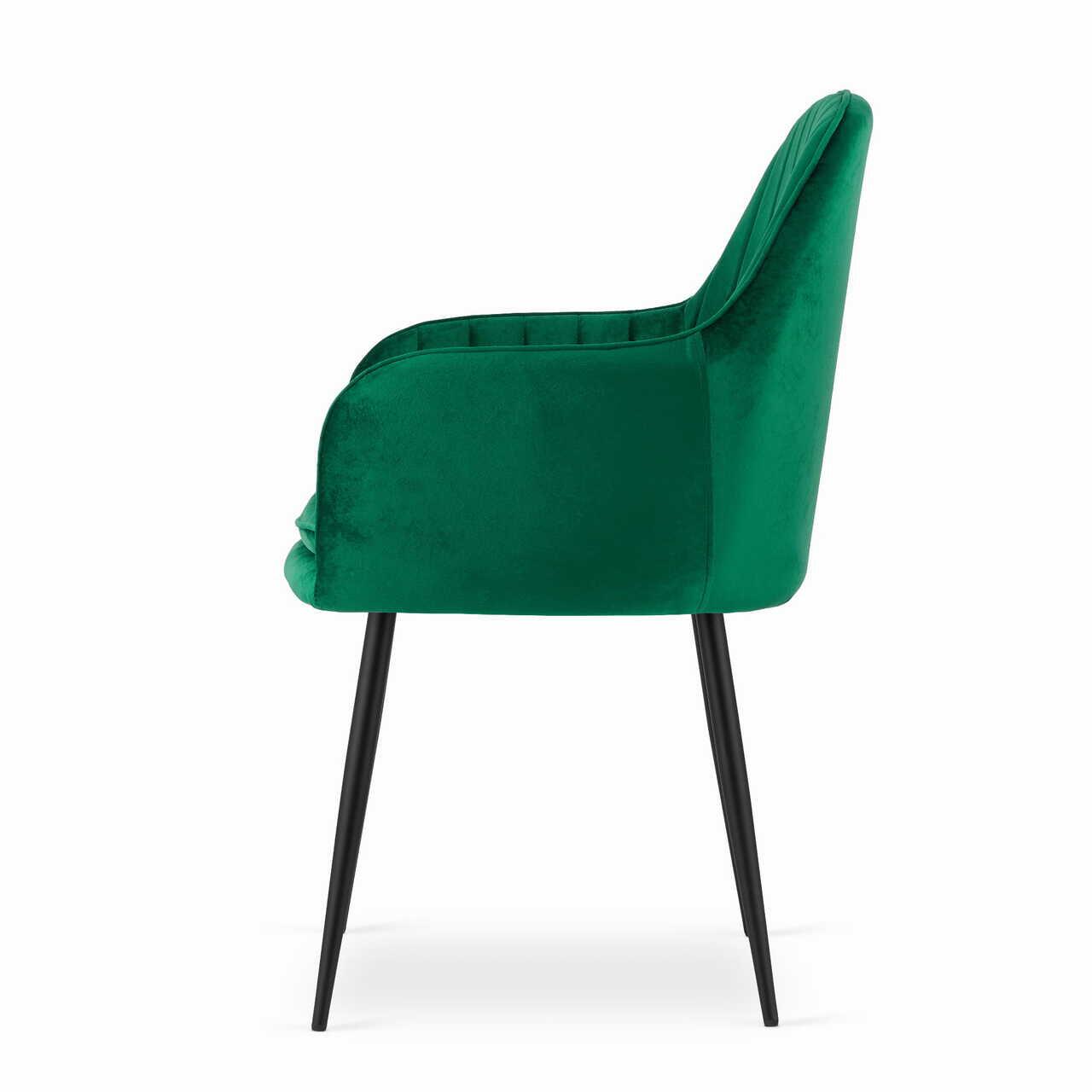 Scaun bucatarie/living, Artool, Lugo, catifea, metal, verde si negru ...
