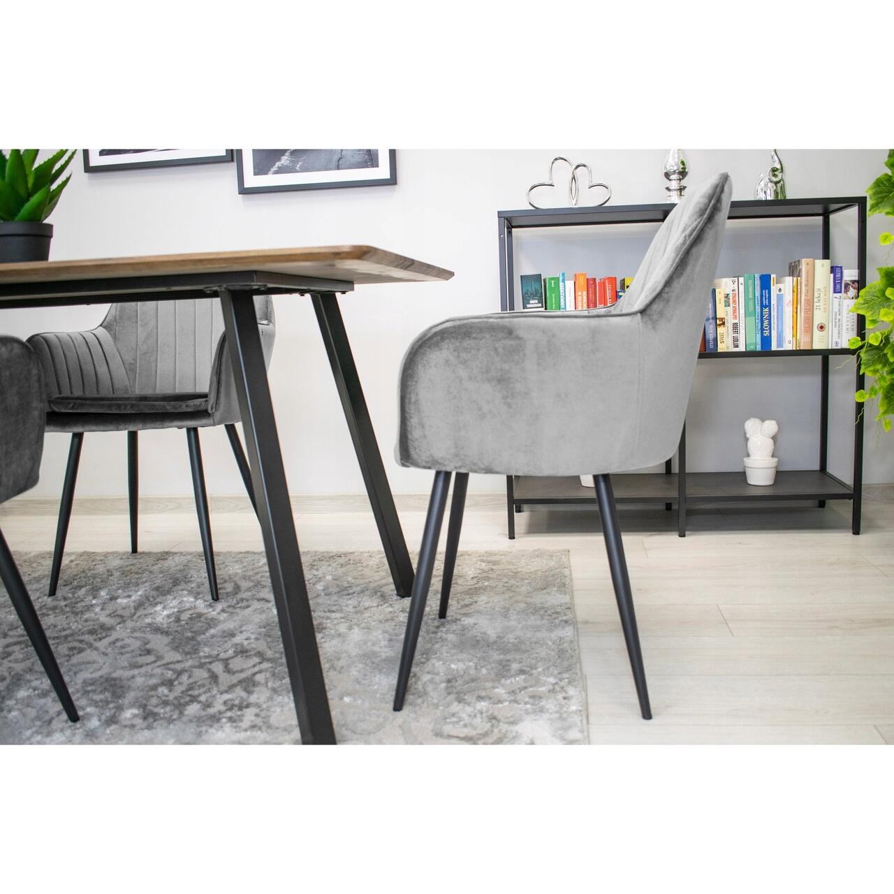 Scaun bucatarie/living, Artool, Lugo, catifea, metal, argintiu si negru ...