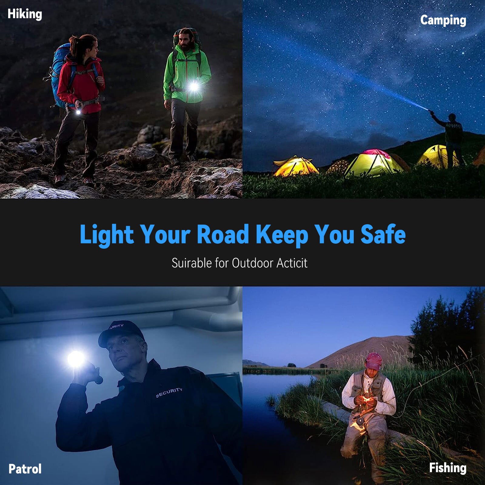 Lanterna portabila profesionala, IPX4, reincarcabila prin USB, 5 LED ...