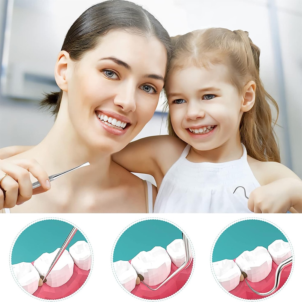 Set 8 instrumente igiena dentare, Ronyes, Otel inoxidabil, Argintiu ...