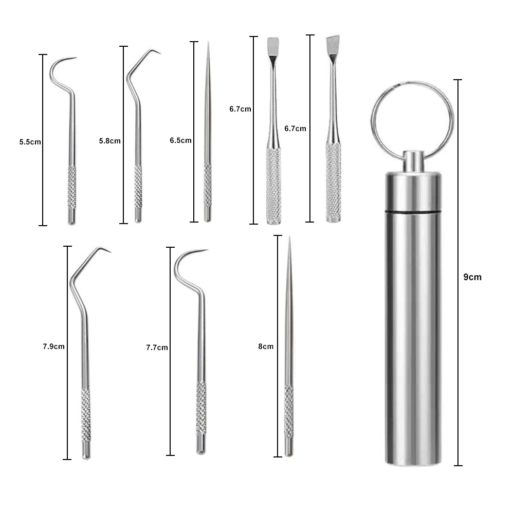 Set 8 instrumente igiena dentare, Ronyes, Otel inoxidabil, Argintiu ...