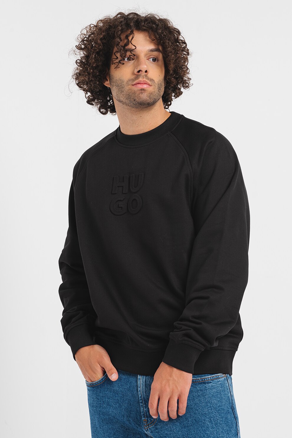 HUGO, Bluza sport relaxed fit Dumbkin, Negru, M - eMAG.ro