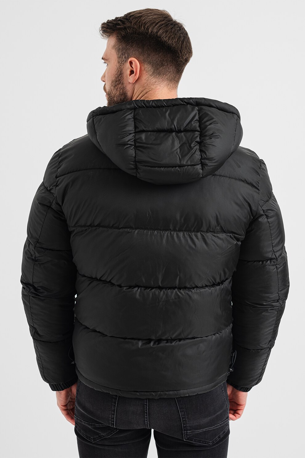 HUGO, Geaca bufanta cu gluga si model matlasat Balin, Negru, M - eMAG.ro