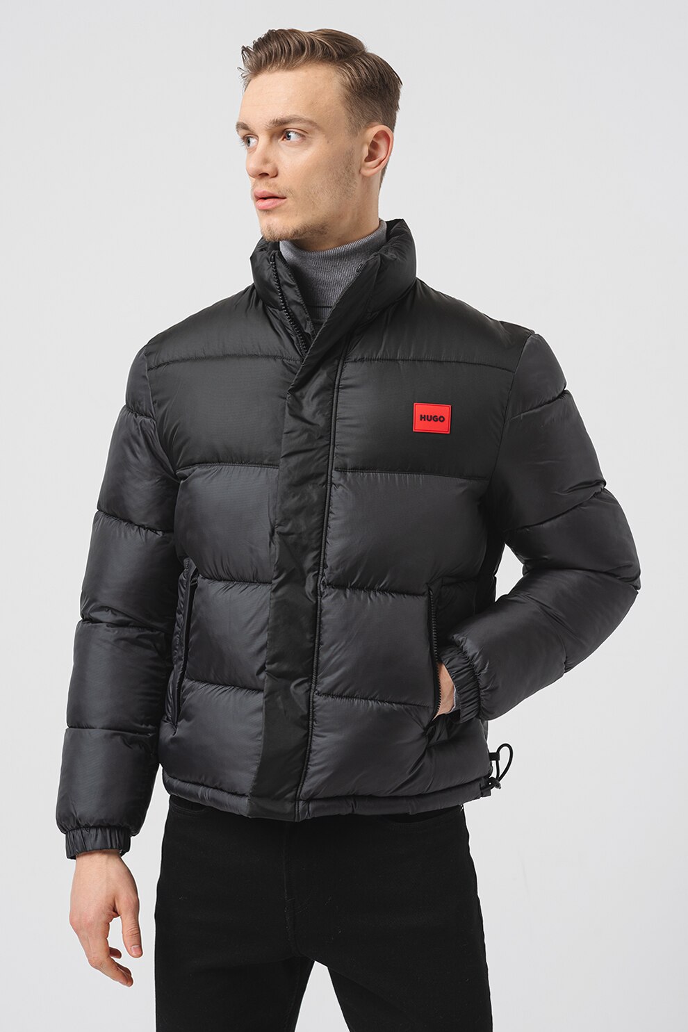 HUGO, Geaca cu guler inalt Balto, Negru, XL - eMAG.ro