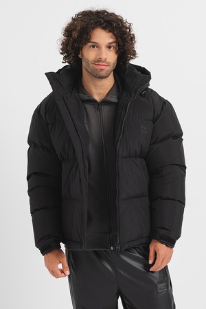 HUGO, Geaca cu gluga si umplutura de puf Bironto, Negru, L - eMAG.ro