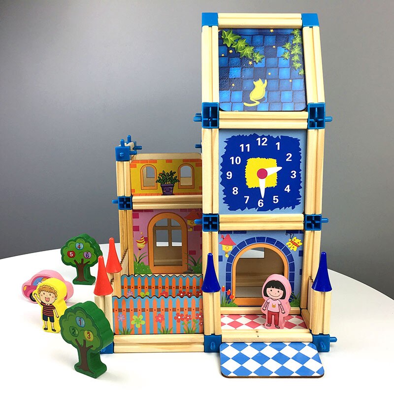Set constructie din lemn 128 piese, Micul Arhitect, + 3 ani - eMAG.ro