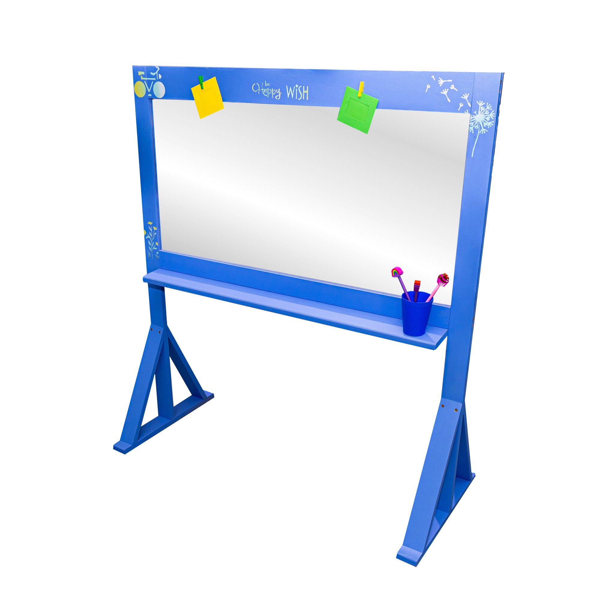 Panou educativ de pictura pentru copii, albastru, din lemn si acrilic ...