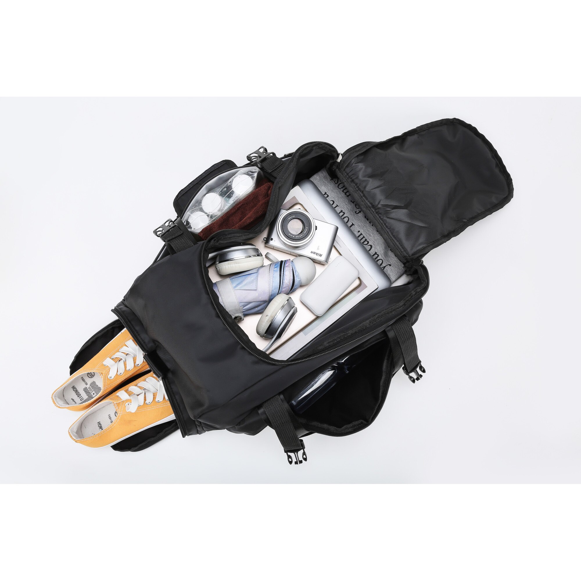 Geanta fitness/crossfit/calatorii, Latuya, culoare neagra, 45x23x20 cm ...