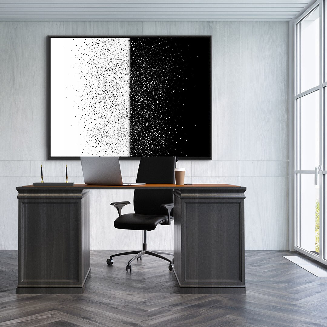 Черно-бяла абстрактна картина на платно 9618, платно 360g върху дървена рамка 80cm x 100cm ...