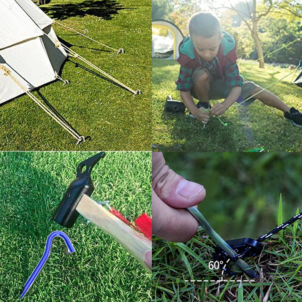 Set 10 tarusi pentru cort, Aluminiu, Albastru - eMAG.ro