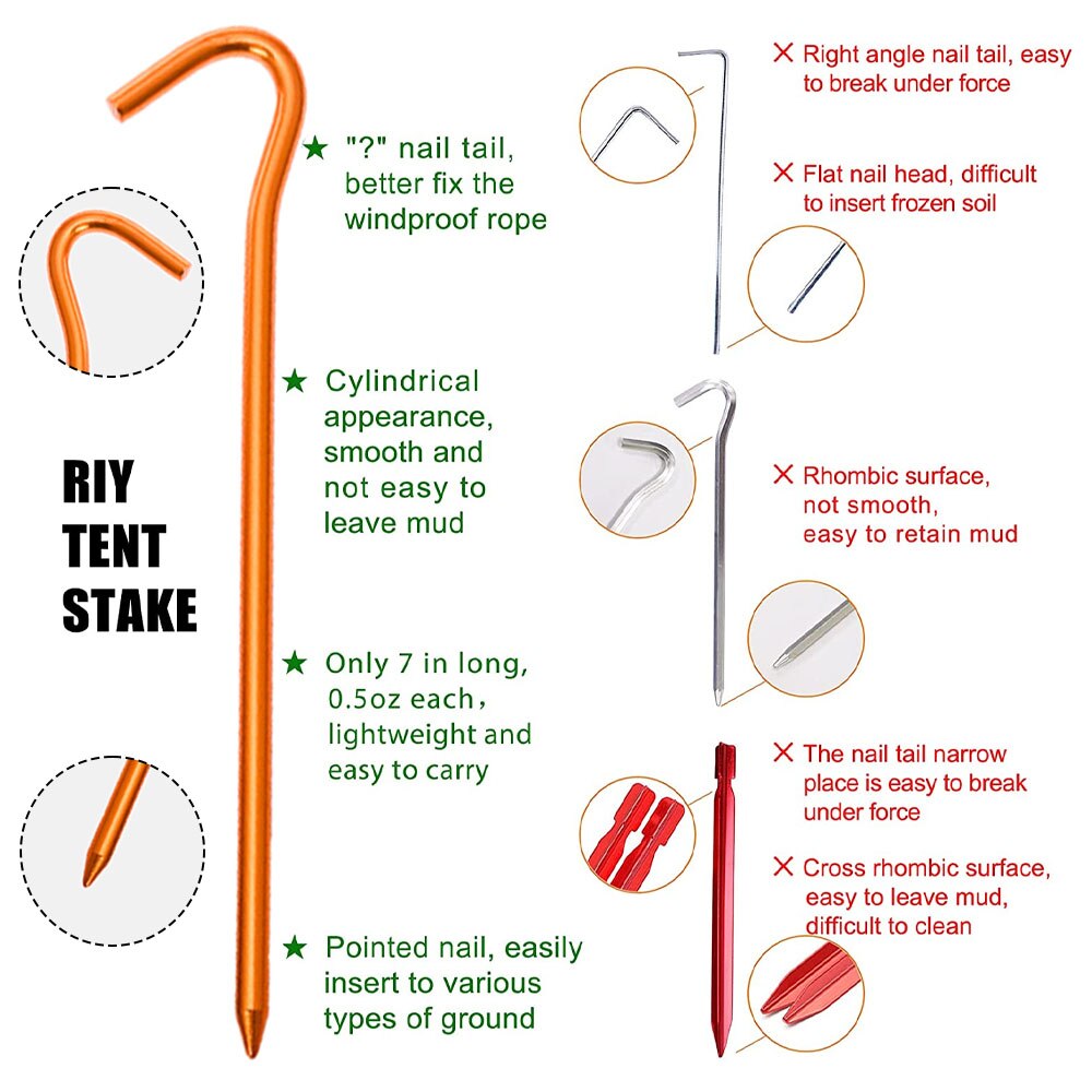 Set 10 tarusi pentru cort, Aluminiu, Portocaliu - eMAG.ro