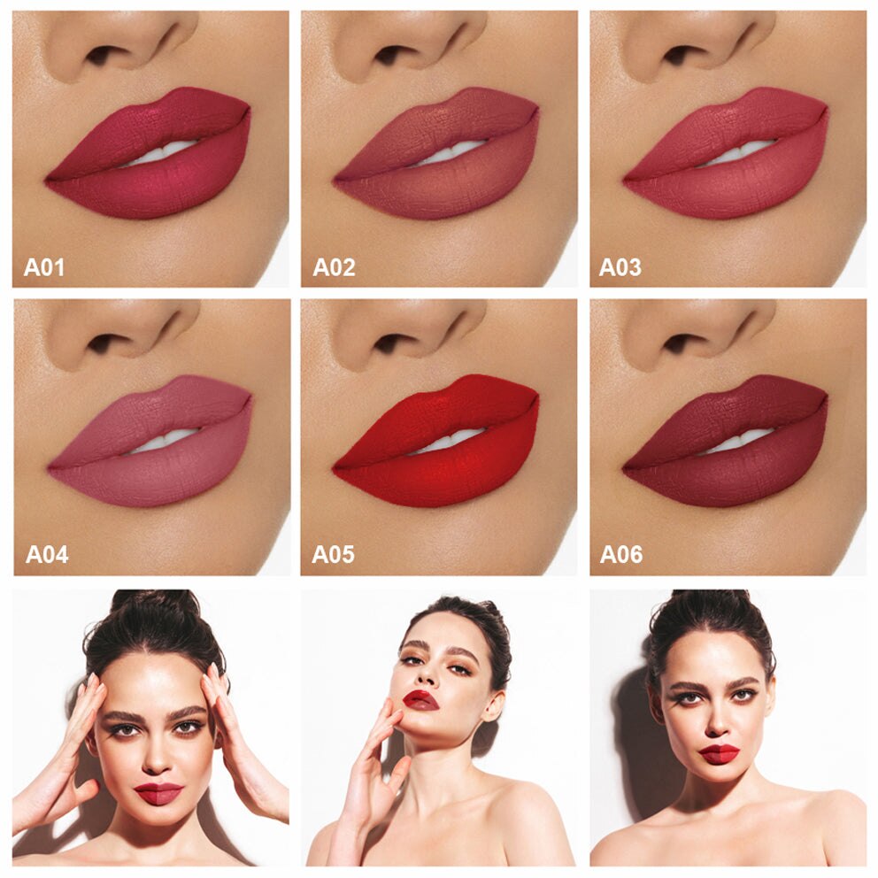 Set 6 rujuri lichide Linovit®, Mate, Rezistente la transfer, Waterproof ...