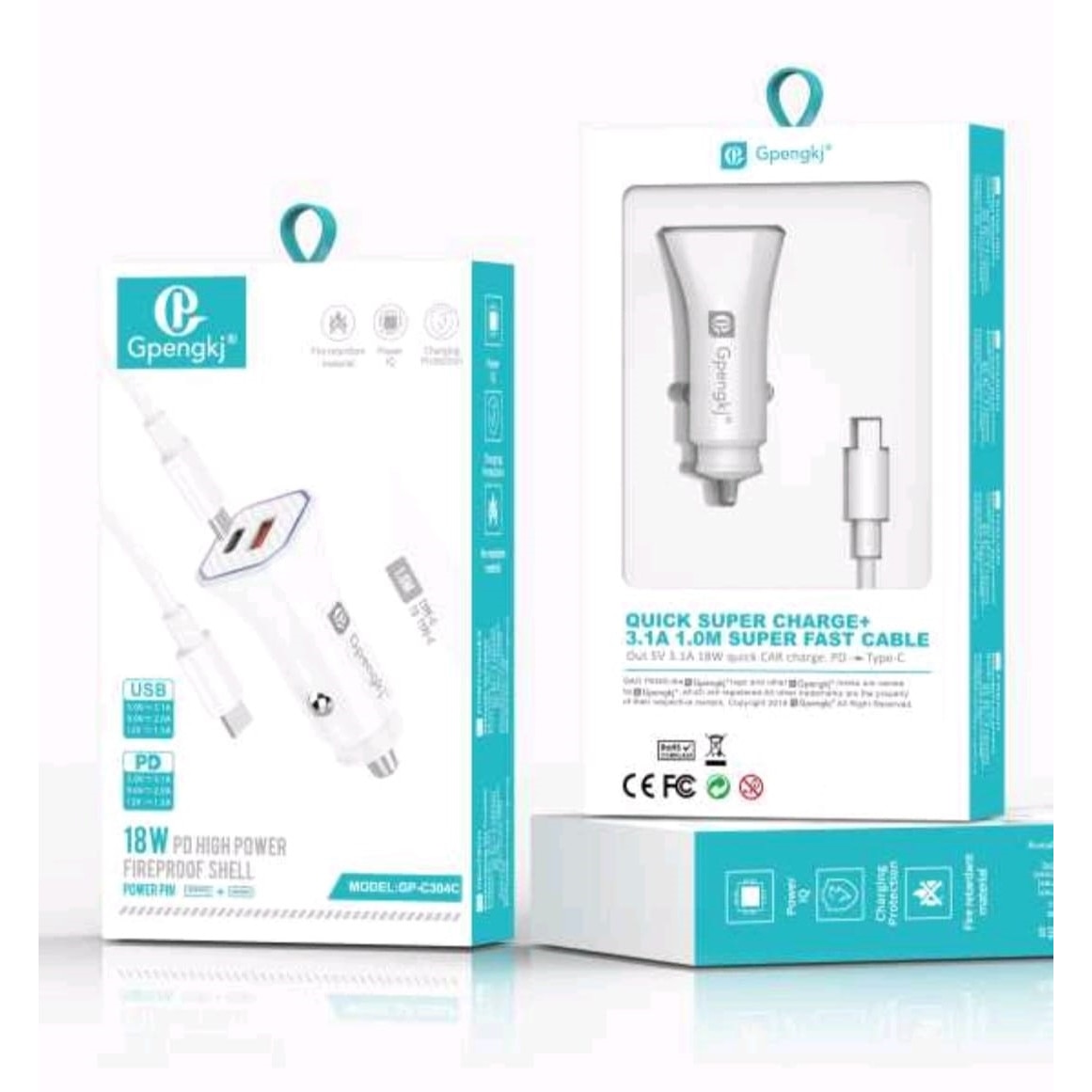 Incarcator Auto 18W, Dual Port, USB si USB-C, PD, Fast Charging, cu ...