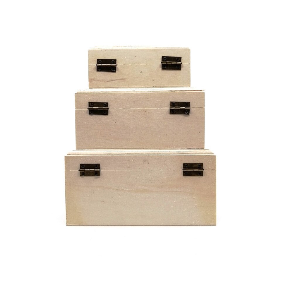 Set 3 cutii din lemn cu colturi rotunjite - eMAG.ro