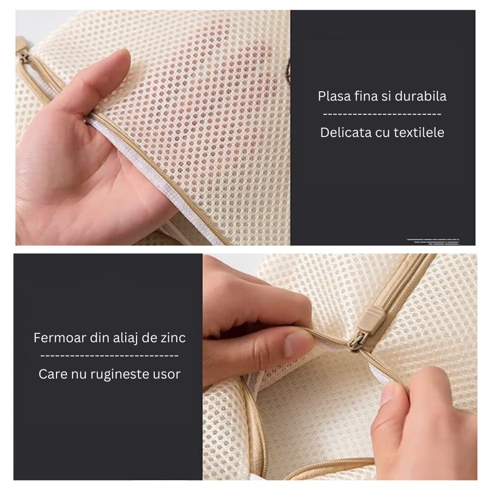 Set 6 saci pentru spalat rufe delicate, cu pereti multipli din plasa ...