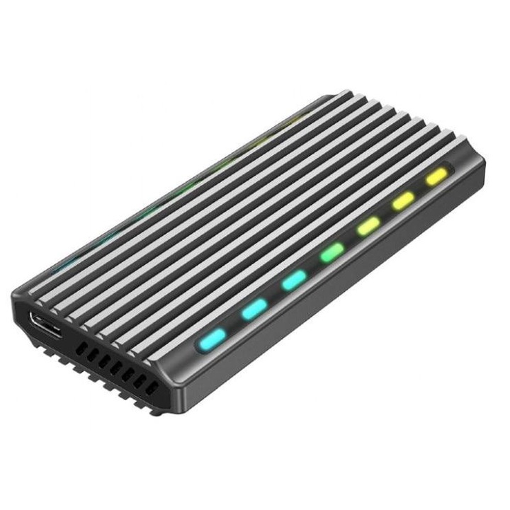 Rack extern GEMBIRD, pt. SSD, M.2, M.2, interfata PC USB 3.1, RGB LED ...