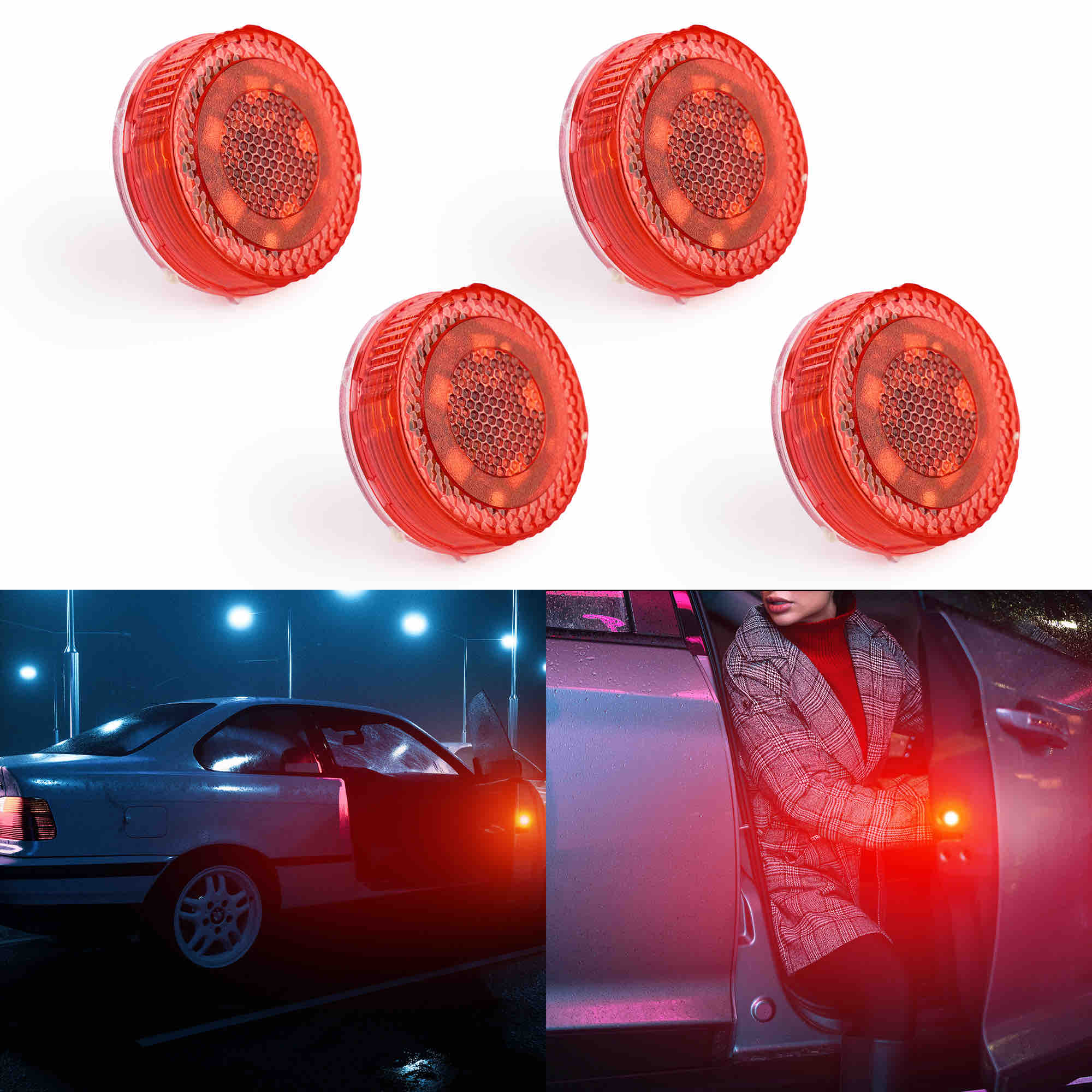 Pachet 4 bucati set lumini cu 5 led-uri auto wireless magnetice pentru ...