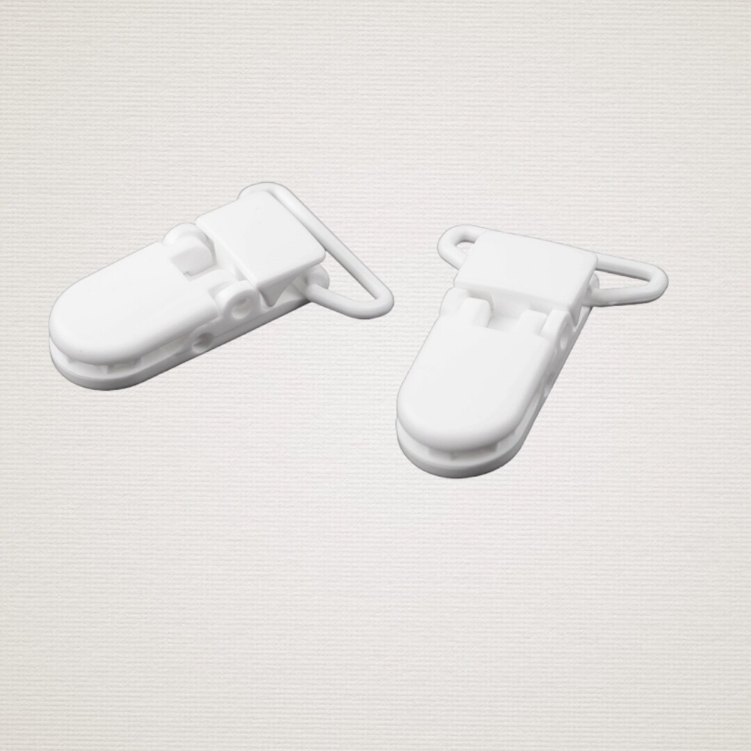 Set 2 clipsuri din plastic pentru fixare ecuson, latime 26 mm, Alb ...