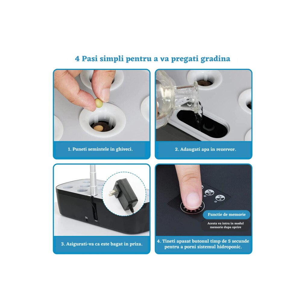 Sistem de cultivare hidroponica, ghiveci inteligent, jardiniera smart ...