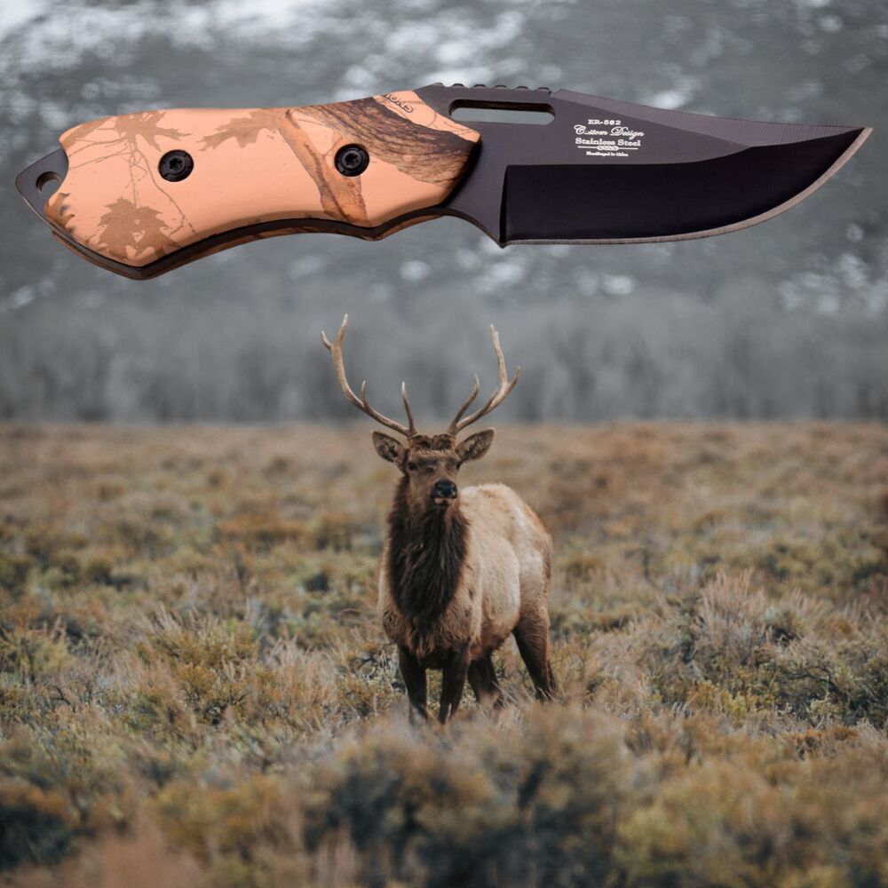 Cutit de Vanatoare cu Husa, Lama Fixa, Inox, 15cm, ER-562BC - eMAG.ro