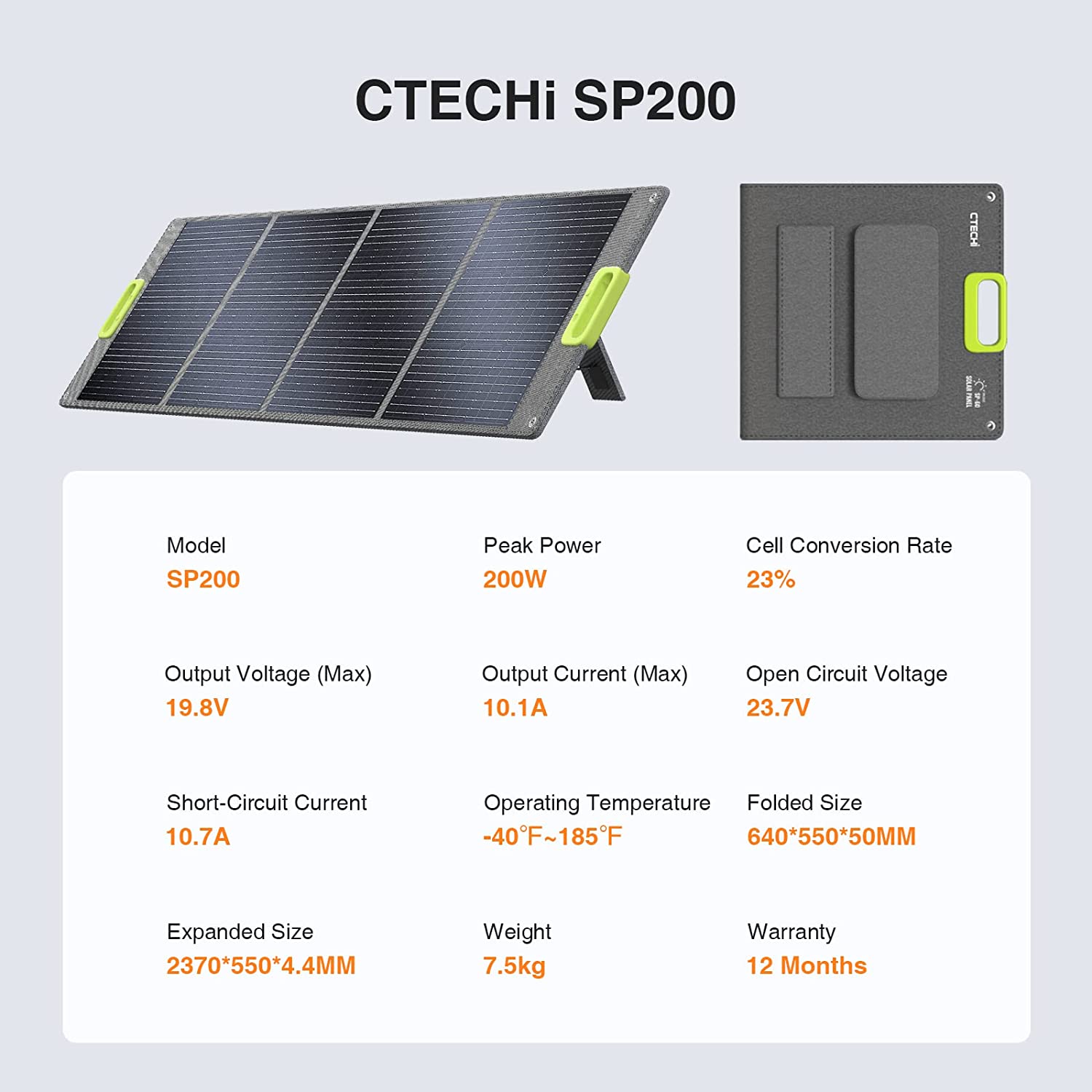 Statie de Alimentare Portabila, CTECHI, 2000W, cu Panou Solar de 200W ...