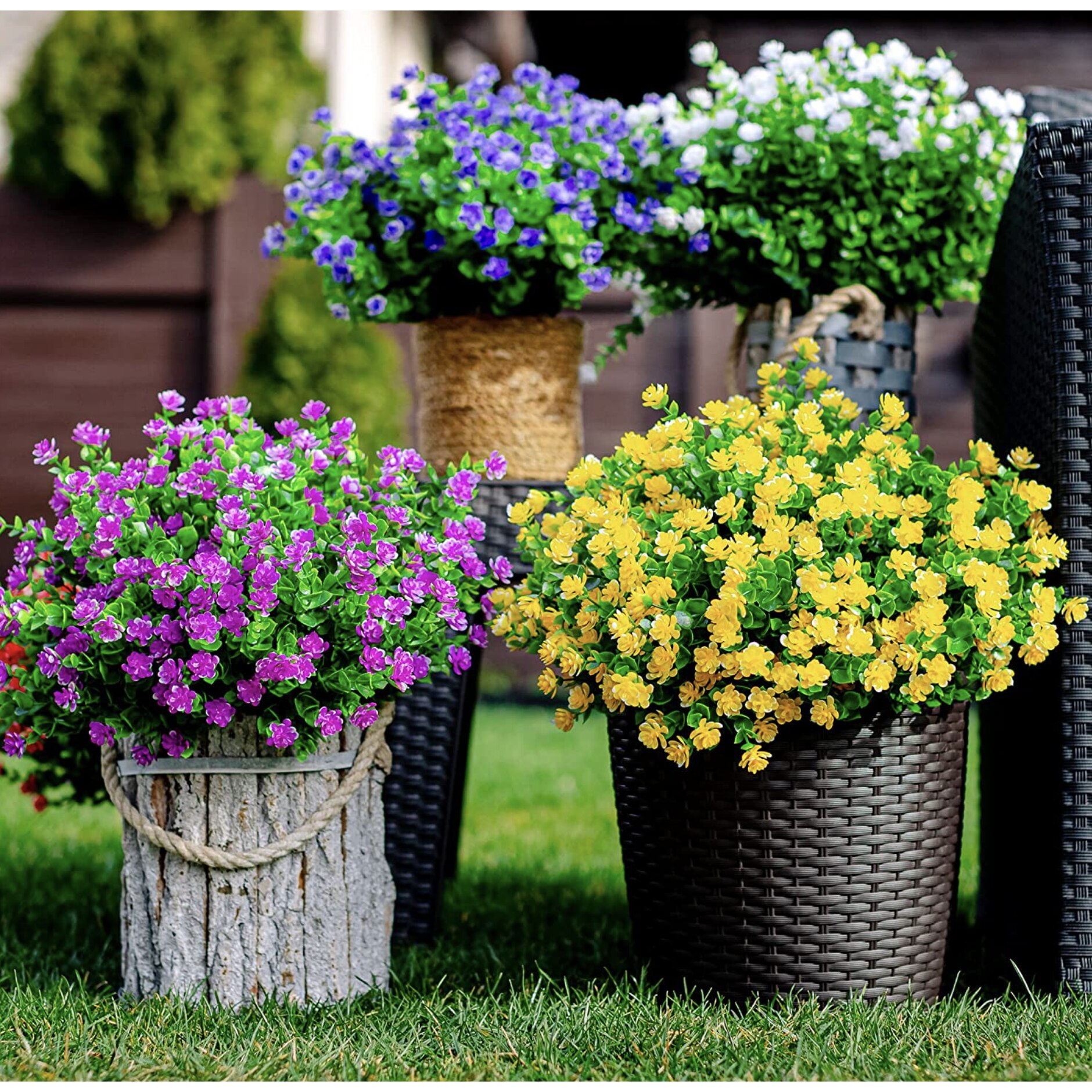 Set 6 Buchete Flori Artificiale, ARKOTEX, Rezistente UV, Plastic, Roz ...